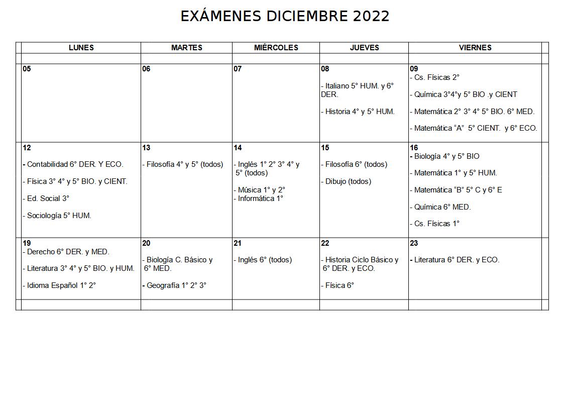 Exámenes :: Liceo N°1 de Atlántida